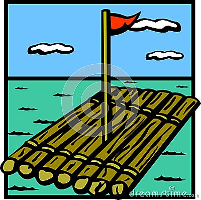 Raft Wooden Ship Vector Illustration | CartoonDealer.com #3075325