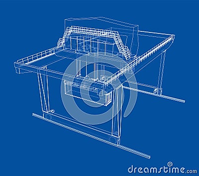 Rail-mounted Gantry Container Crane Outline Cartoon Vector ...