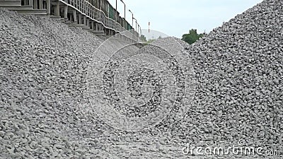 Railway. Transportation of Crushed Stone by Rail. Unloading Railway ...