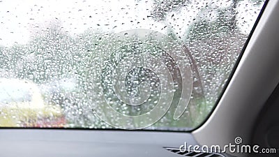 Rain Dripping on the Windshield of the Car Window Stock Footage - Video ...