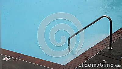 Rain Drop Splashing in Outdoor Swimming Pool Stock Footage - Video of ...