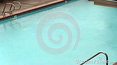 Rain Drops Splashing in Outdoor Swimming Pool Stock Video - Video of ...