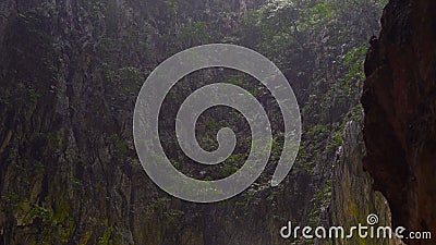 Rain Falling Down Incide of a Huge Batu Caves in Malaysia Having a ...