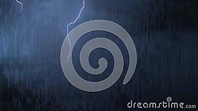 Rain Falling with Lightning Strikes Animation 4K. Stunning Lightning in ...