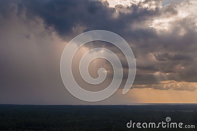 Rain Pouring Down From Clouds At A Distance Stock Photo - Image: 44888780