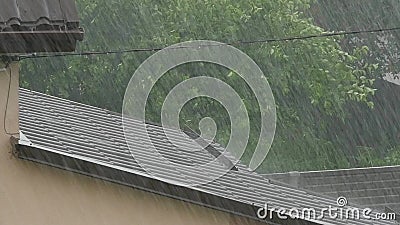 Rain Water Falling of Roof stock footage. Video of raining - 75728924