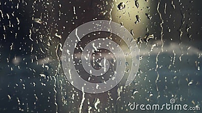 Rain on the Window with Dark Clouds Behind Stock Video - Video of time ...