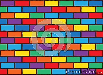 Bricks Wall Rainbow Background Stock Illustration - Illustration of ...