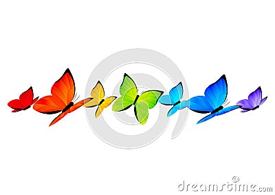 Rainbow Butterflies Border For Your Design 4 Cartoon Vector ...