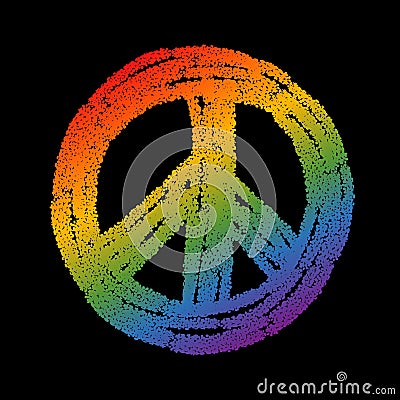 Rainbow Colored Peace Symbol Graffiti Vector Illustration ...