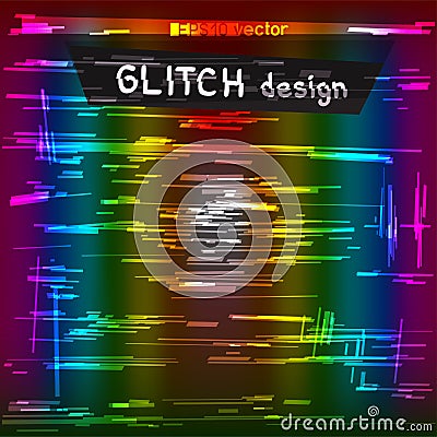 Rainbow Glitch Design Light Line Template Vector Illustration ...