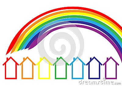 Paper Model House Template Rainbow Colors Stock Vector - Illustration ...