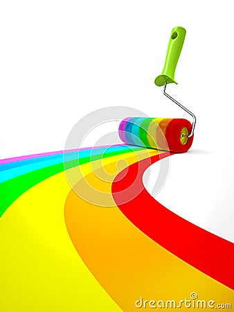 Rainbow Paint Roller Isolated On White Background Royalty Free Stock ...
