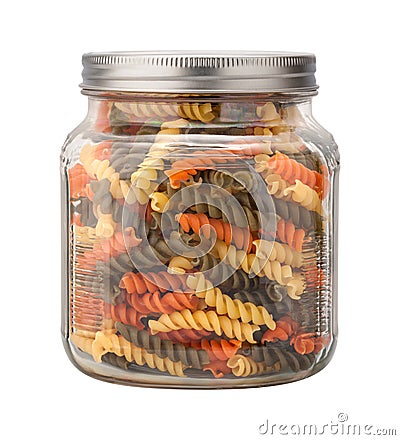 Rainbow Rotini Pasta In A Glass Jar Royalty-Free Stock Photography ...