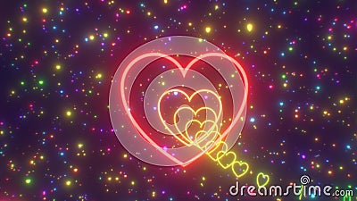 Rainbow Wave Fluorescent Neon Mini Beating Hearts Shape Tunnel Lights ...