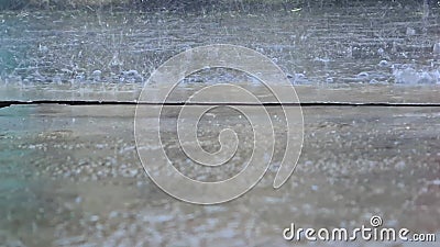 Raindrops Falling on Ground. Rain Splashes Hit Ground, Stock Video ...