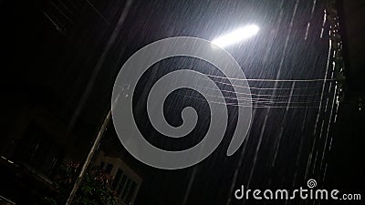 Raining at Night and Light Shining in Darkness Stock Video - Video of ...