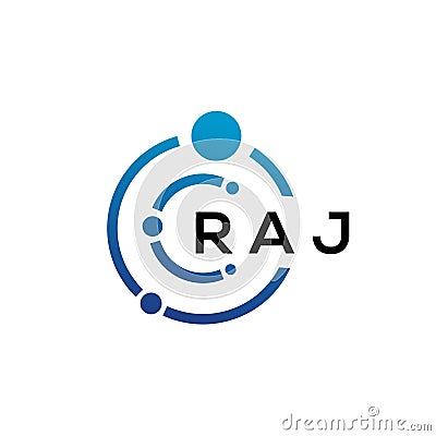 RAJ Letter Technology Logo Design On White Background. RAJ Creative ...