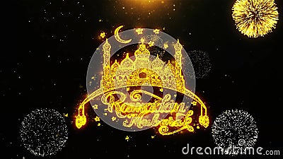 Ramadan Mubarak Text Wish on Firework Display Explosion Particles ...