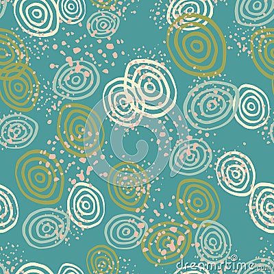 Random Seamless Pattern With Spirals And Splashes. In Blue, Green And ...
