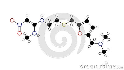 Ranitidine Molecule, Structural Chemical Formula, Ball-and-stick Model ...