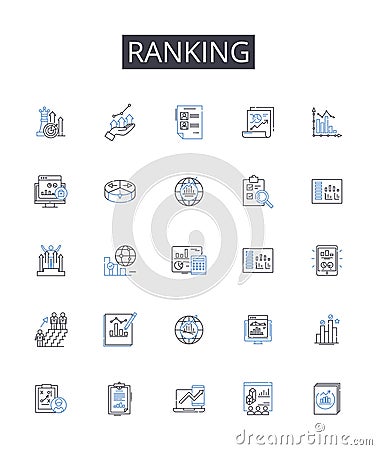 Ranking Line Icons Collection. Evaluation, Grading, Scoring, Rating ...