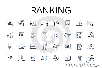 Ranking Line Icons Collection. Evaluation, Grading, Scoring, Rating ...