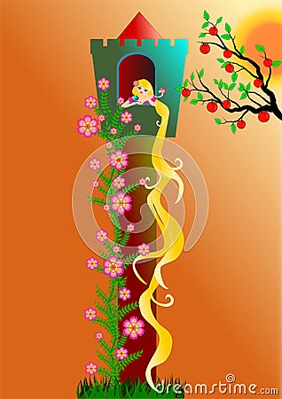 Rapunzel stock illustration. Illustration of castle, beautiful - 45926541