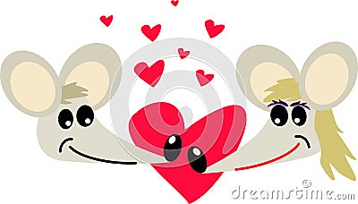 Rats In Love With Hearts Cartoon Vector | CartoonDealer.com #237999901