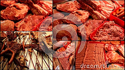 Raw Meat in the Butchery Shop Stock Video - Video of cutlet, assortment ...