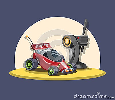 RC Car Buggy With Remote Control In Sand Concept In Cartoon ...