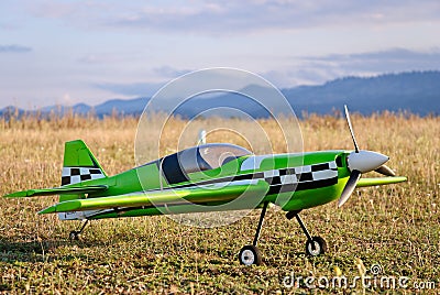 RC Model Green Plane On Runway Stock Photo - Image: 52358122