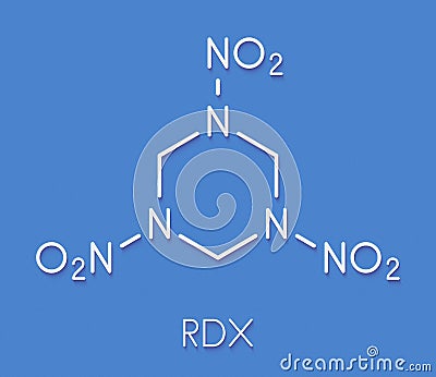 RDX Cyclotrimethylenetrinitramine Explosive Molecule. Skeletal Formula ...
