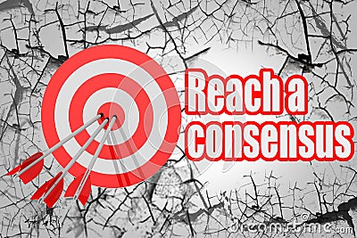 Reach A Consensus Word With Red Arrow And Board Stock Photo ...