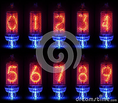 The Real Nixie Tube Indicator A Set Of Decimal Digits Stock Image ...