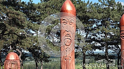 Real Pagan Altar in the Forest with Idols in Summer Light. Stock ...