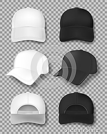 Realistic Baseball Cap Mockup Isolated On Transparent Background. White ...