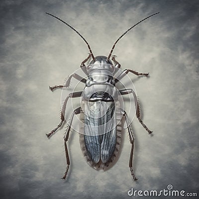 Realistic Black And Gray Cockroach In Cage On Grey Background Stock ...