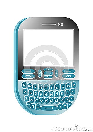 Realistic Blue Panel Mobile Illustration, Having Qwerty Keypad ...