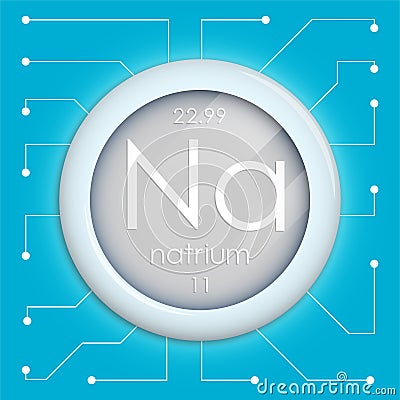 Realistic Button With Natrium Symbol. Chemical Element Is Natrium ...