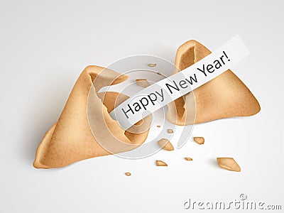 Realistic Cracked Fortune Cookie Cartoon Vector | CartoonDealer.com ...