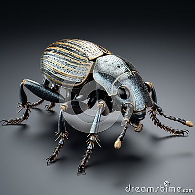 Realistic 3d Beetle Model In Black And Gold Royalty-Free Illustration ...