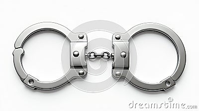 Realistic 3D Rendering Of Metallic Handcuffs On White Background Stock ...