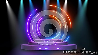 Realistic 3d Stage and Light Effects Moving on Background. Spot Light ...