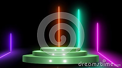 Realistic 3d Stage and Light Effects Moving on Background. Spot Light ...
