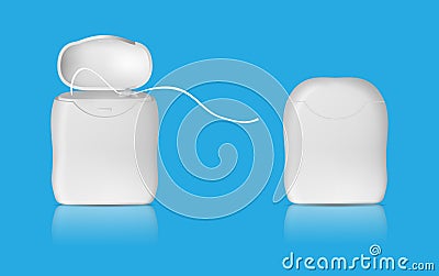 Realistic Dental Floss Template. Closed And Open Case. Vector ...