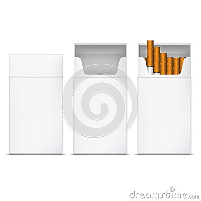 Realistic Detailed 3d White Blank Cigarettes Template Mockup Set ...