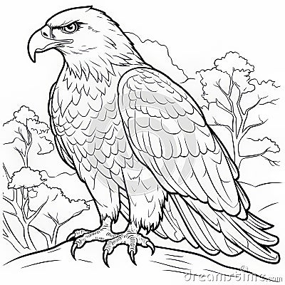 Realistic Eagle Coloring Page For Toddlers Royalty-Free Stock Image ...