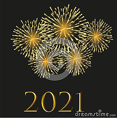 Realistic Festive Background Exploding Happy New Year Fireworks! Vector ...