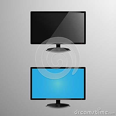 Realistic Illustration Of An LCD Monitor With Editable Screen, Plus ...